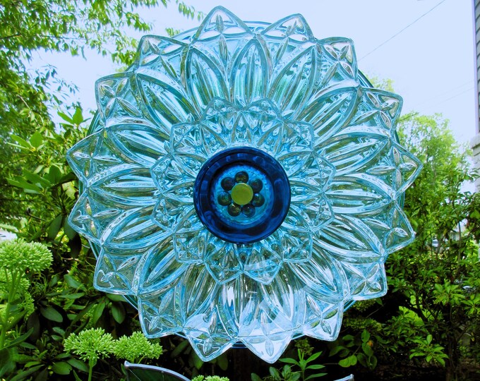 Glass Garden Flower, Turquoise Glass Flower, Garden Gifts, Yard Art ...