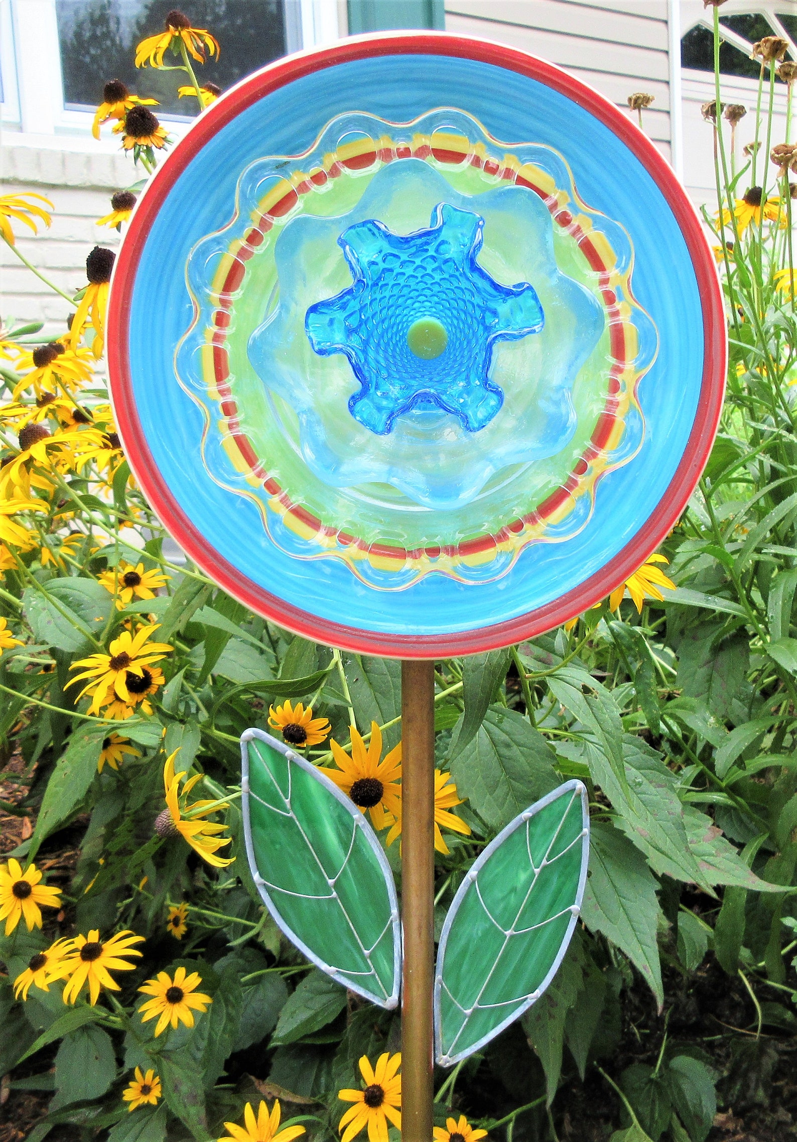 Glass Garden Flower Upcycled Glass Repurposed Glass Hand - Etsy