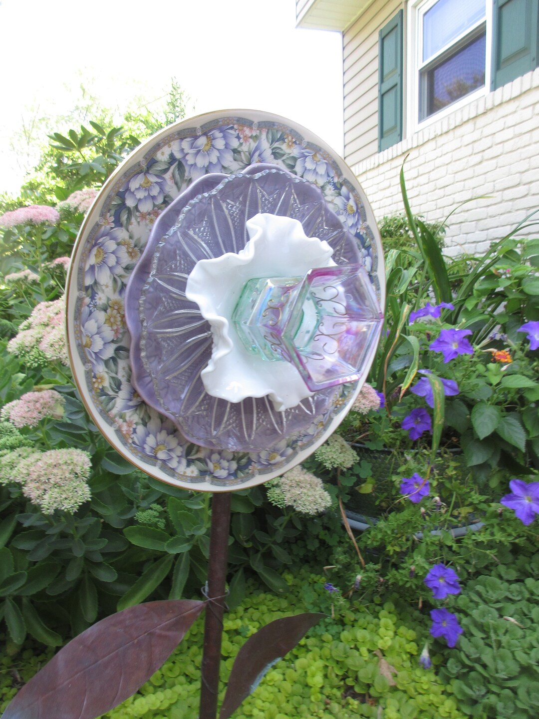 Glass Garden Flowers, Upcycled Glass, Repurposed Glass, Hand Crafted ...