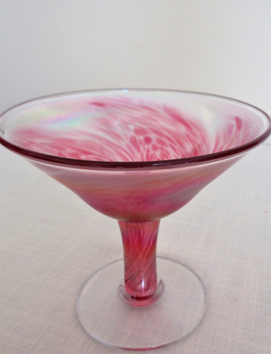 Art Glass Hand Blown Martini Glass OOAK Beautiful Swirl Decoration. A ...