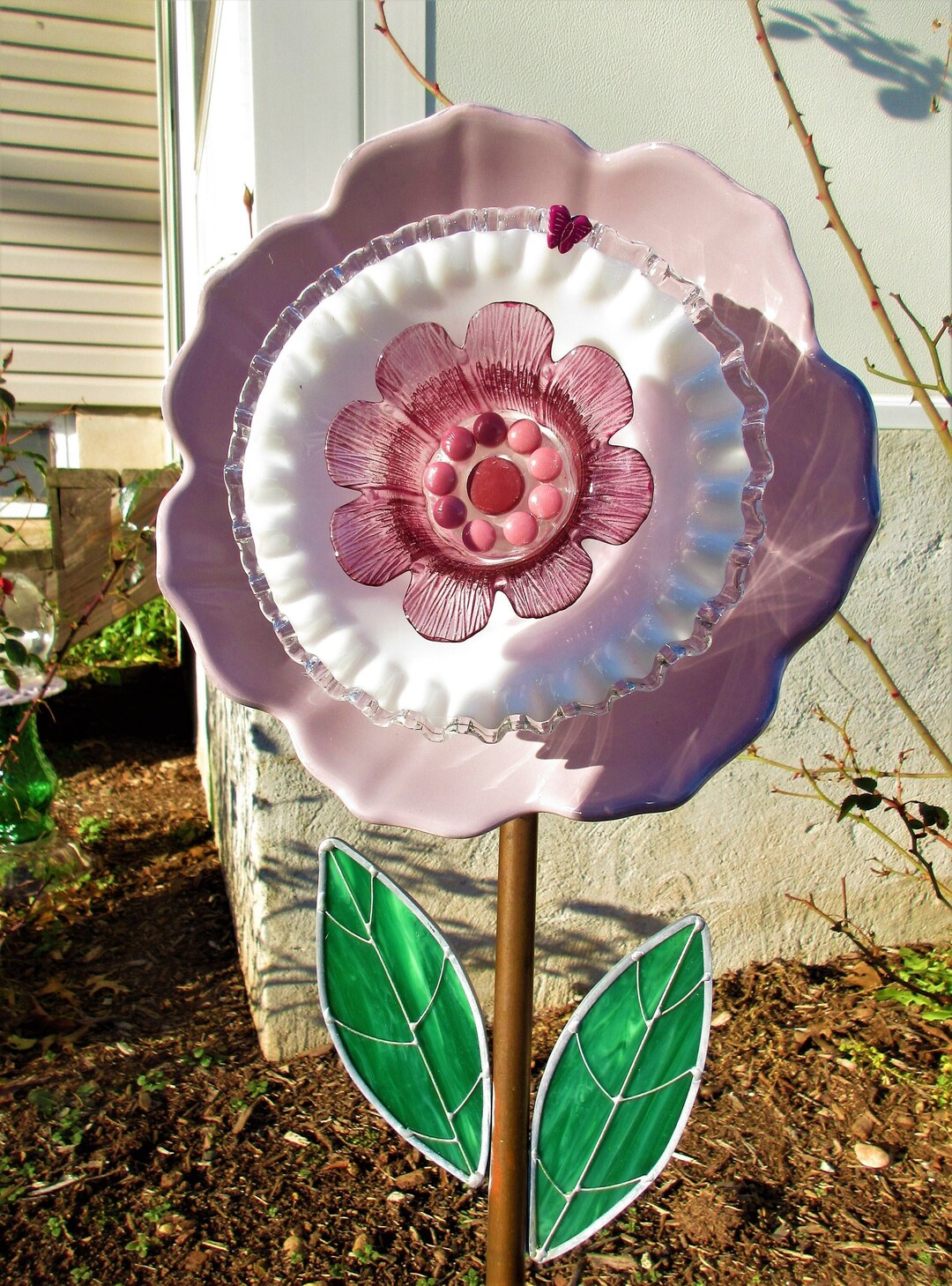 Glass Garden Flowers Upcycled Glass Repurposed Glass Hand - Etsy