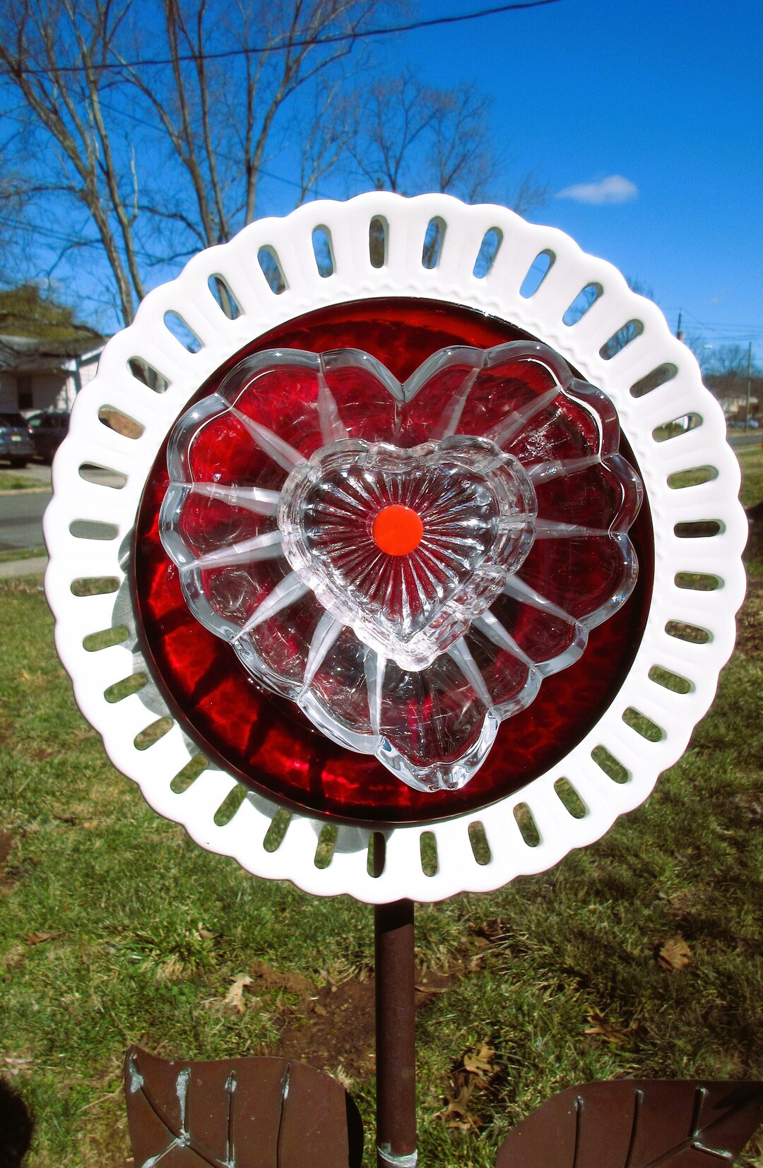 Glass Garden Art, Plate Flower, Yard Art, Suncatchers, Garden Ornament ...