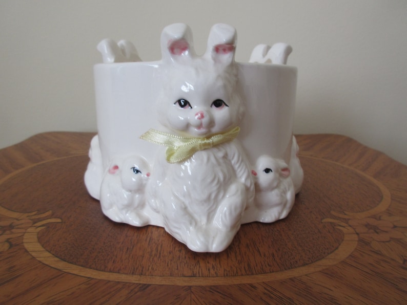 Easter Bunny Planter Easter Decor Ceramic White Easter Gift - Etsy