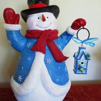 Hand Sculpted Snowman Sculpture, Glitter Snowflake, Winter Decor - Etsy