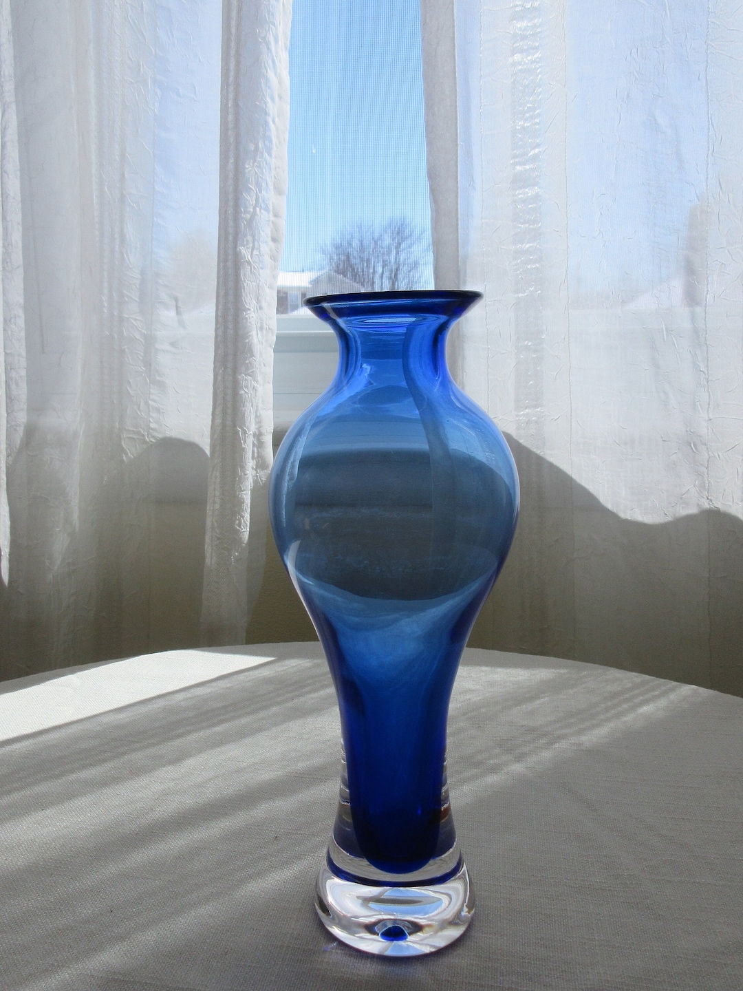 Blue Art Glass Vase, Glass Vases, Art Glass, Shapely Vase. Bud Vase ...