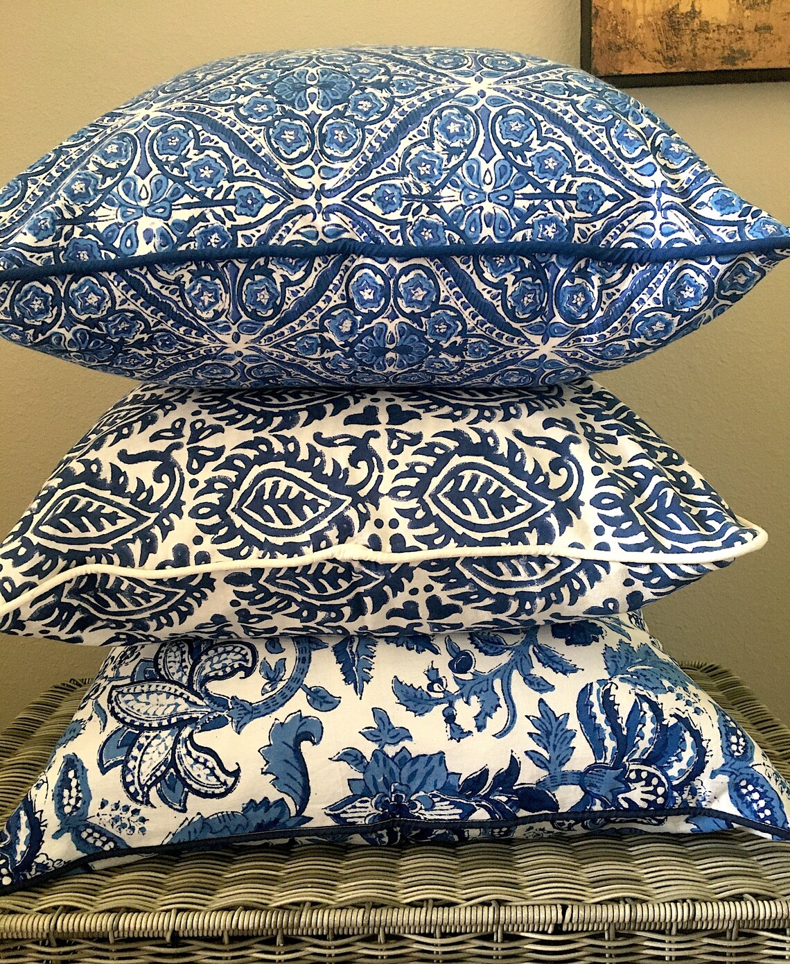 Blue Decorative Pillows Pillow Cases Pillow Cover 18x18 | Etsy