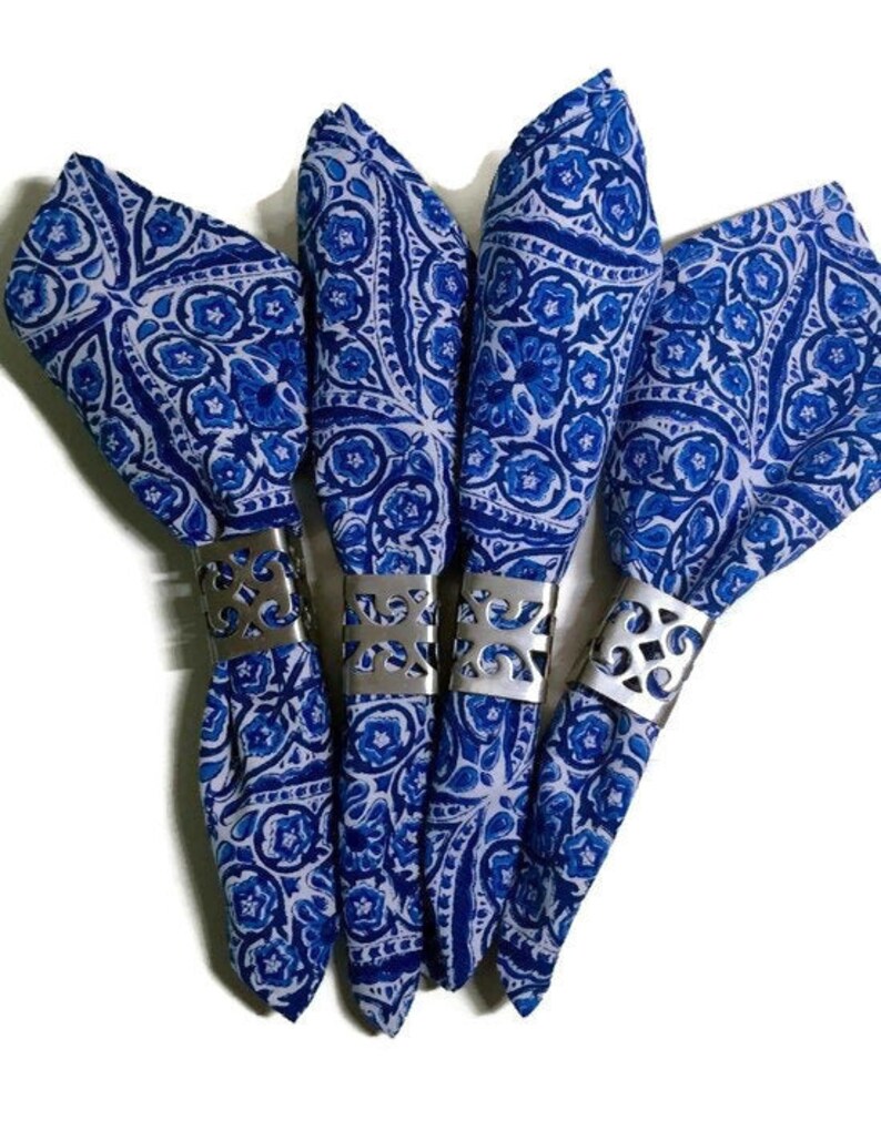 Blue Cloth Napkins/ Dinner Napkins/ Printed Dinner Napkins/ - Etsy