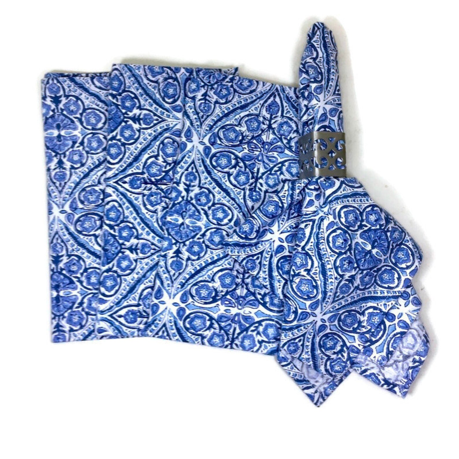 Blue Cloth Napkins/ Dinner Napkins/ Printed Dinner Napkins/ - Etsy