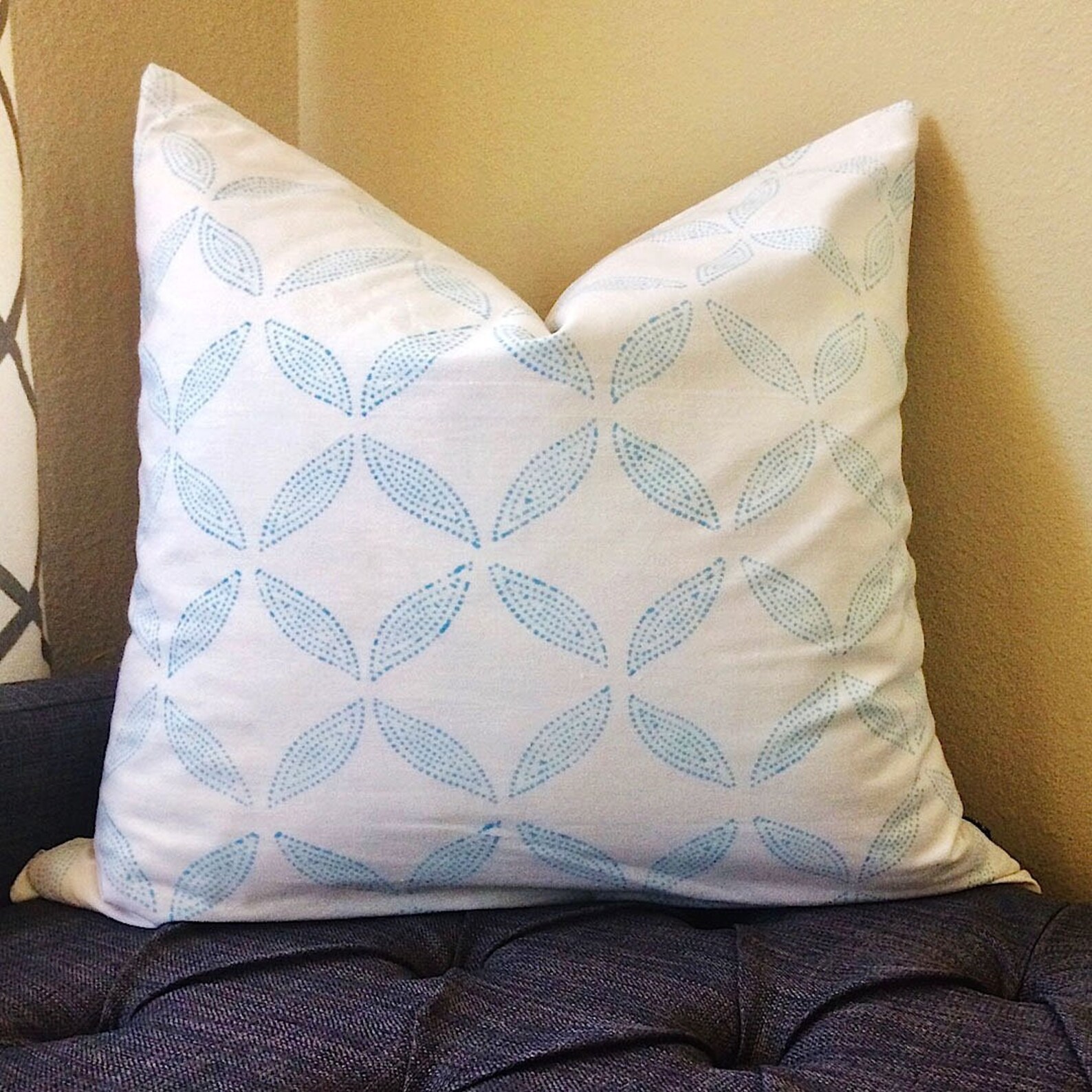 26x26 Euro Cover Blue, Blue Euro Sham, Cushion Covers, Decorative Throw ...