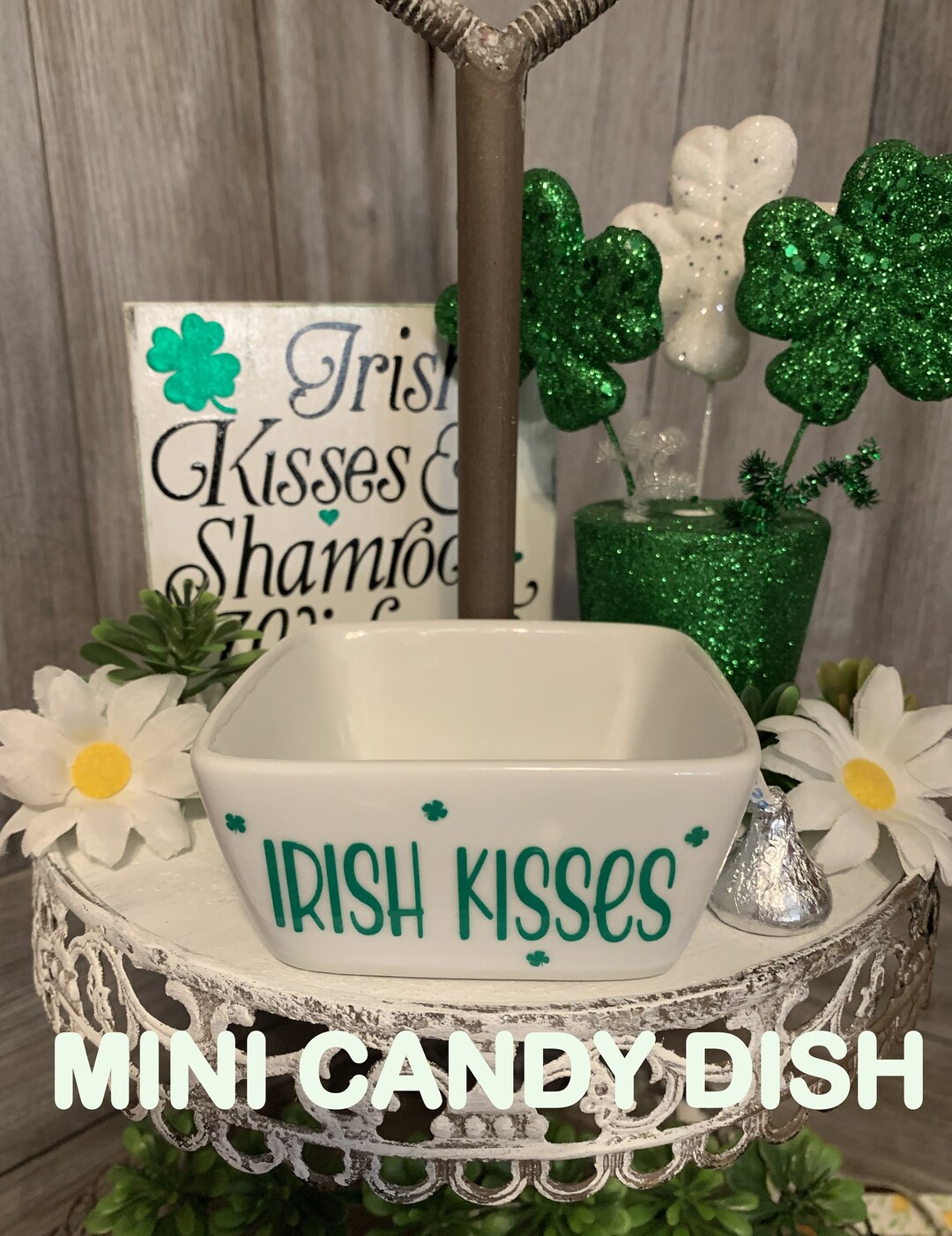 St. Patrick's Day Mini Candy Dish, Tiered Tray Decor, IRISH KISSES ...