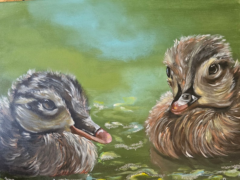 Ducklings! Wall Decor, Home Decor, Original Art, Ducks on Water, Unique ...
