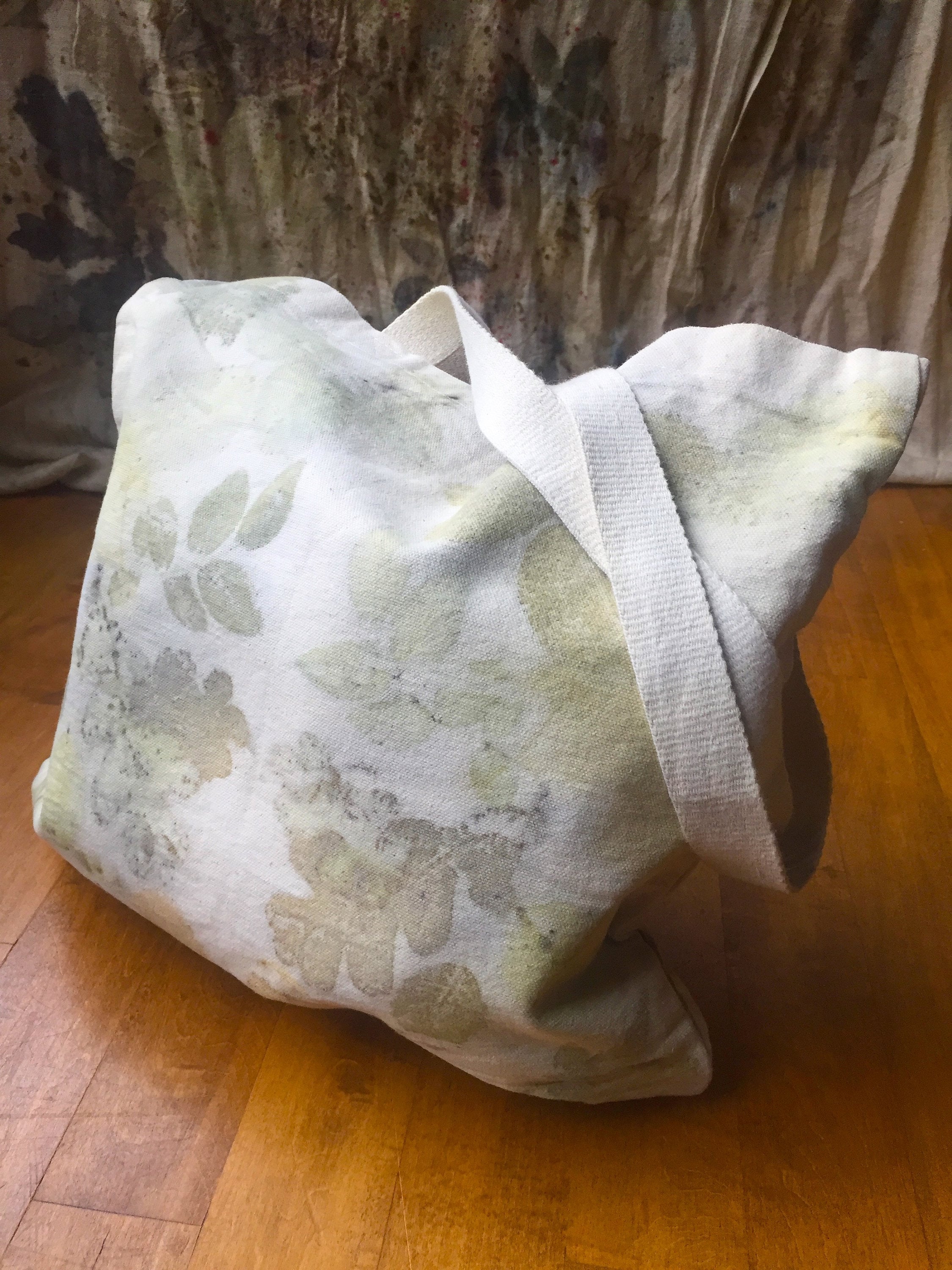 Large Ecoprint Canvas Tote Bag - Etsy