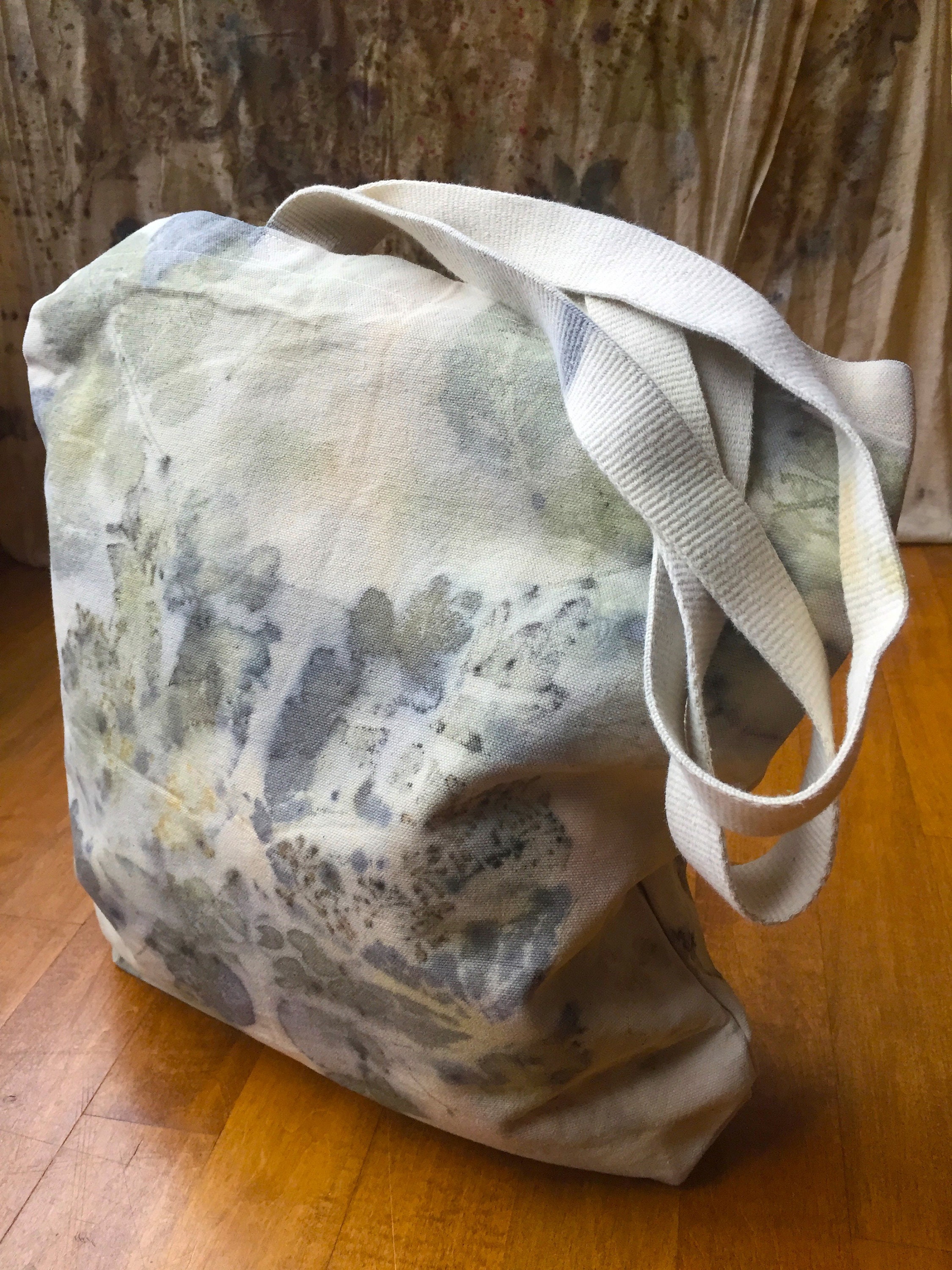 Large Ecoprint Canvas Tote Bag - Etsy