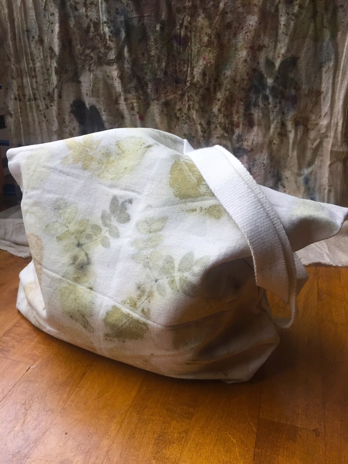 Large Ecoprint Canvas Tote Bag - Etsy