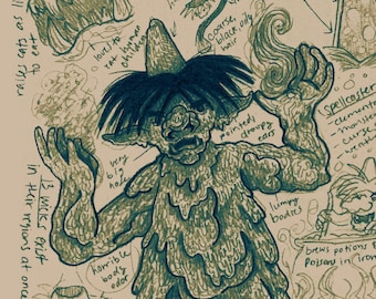 Vegetable Man Cryptid Alien Anatomy Study Bestiary Page Print - Etsy