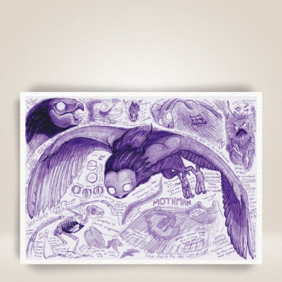 Mothman Cryptid Anatomy Study Drawing & Print LARP Creature Journal - Etsy