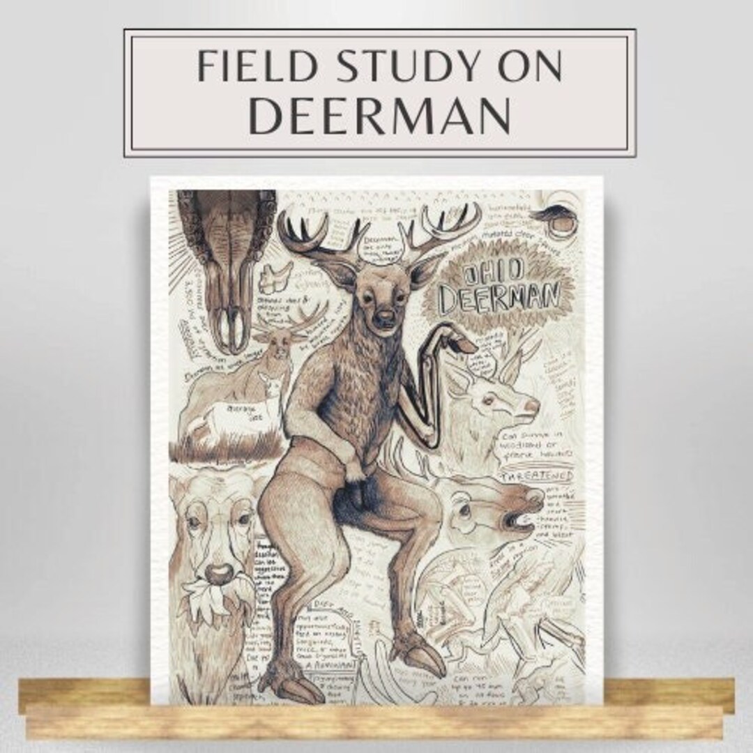Deerman Cryptid Anatomy Study Drawing & Print LARP Creature Journal - Etsy