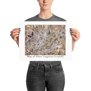 West Virginia Cryptozoology Monster Map - Etsy