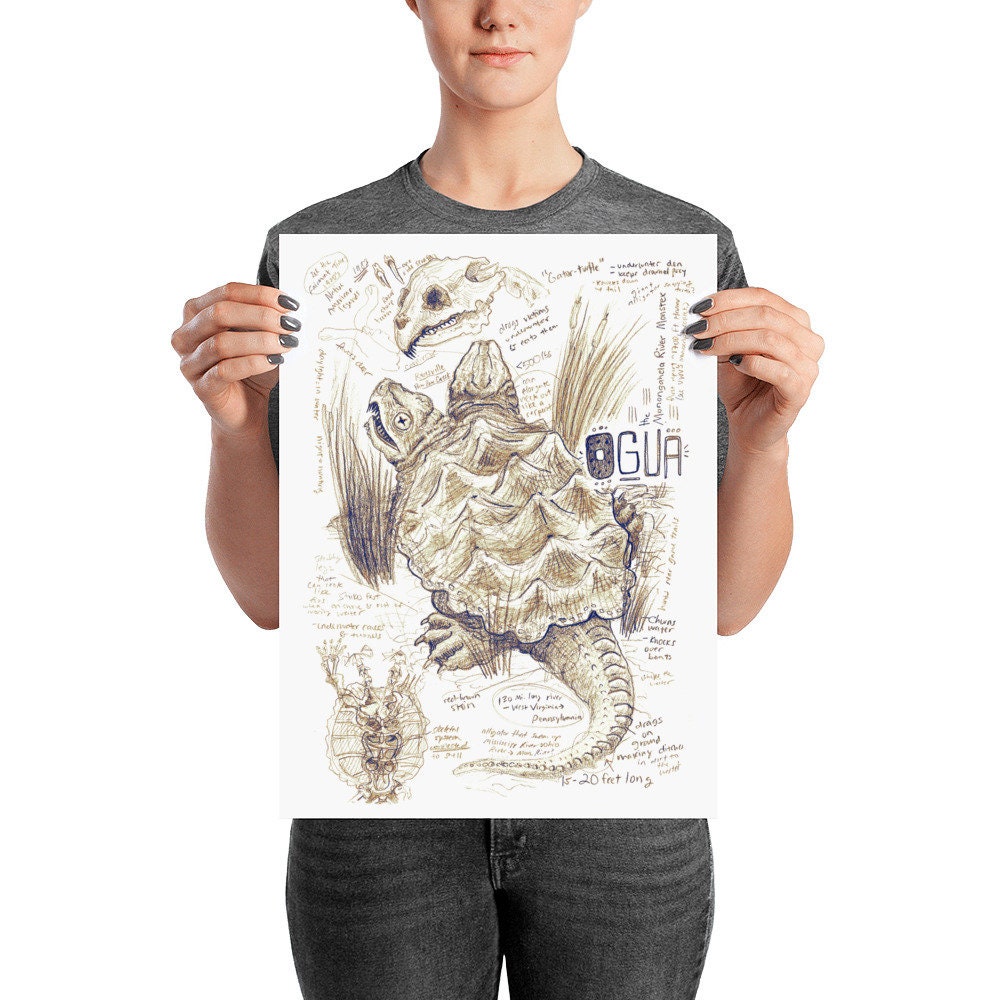 Ogua Two-headed Turtle Cryptid Art Print | Etsy