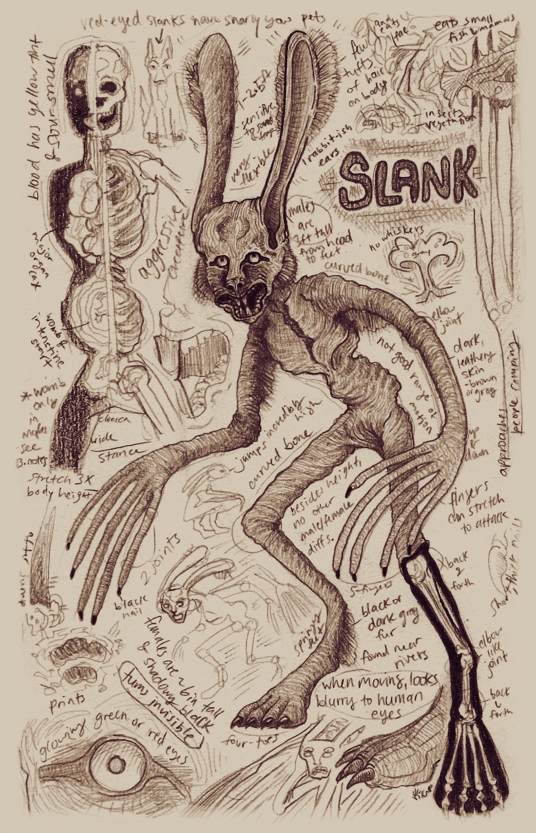 Slank, the West Virginian Bunnyman : Cryptid Bestiary Print - Etsy Denmark