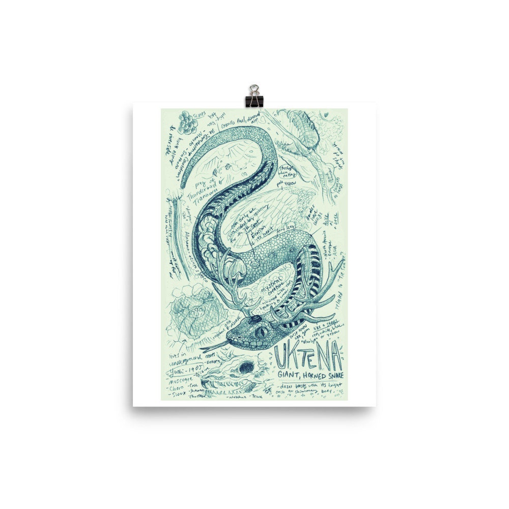 Uktena the Horned Snake: Mythological Cryptid Bestiary Art - Etsy Denmark