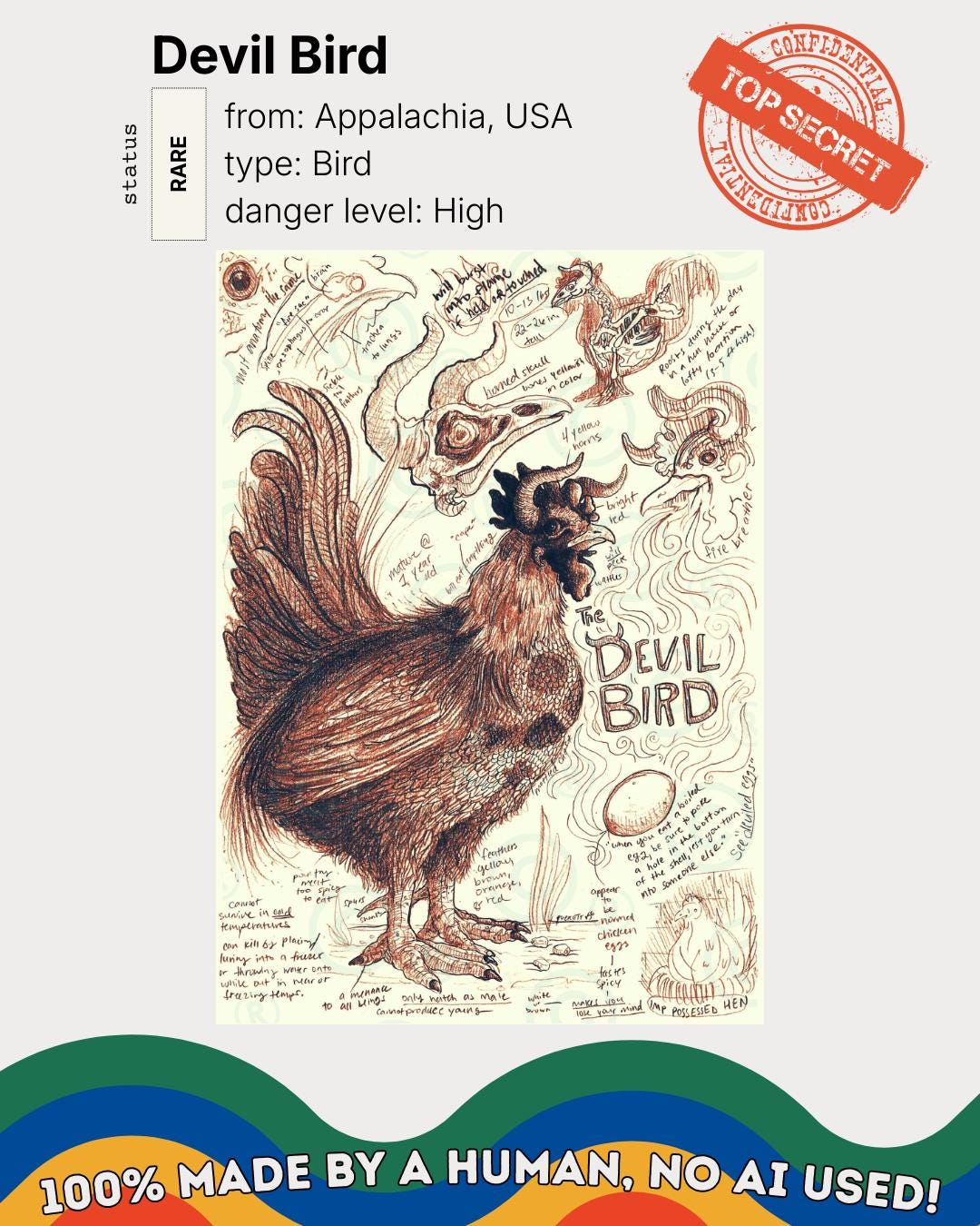Fantasy Print | Devil Bird Appalachian Field Guide Art - Etsy