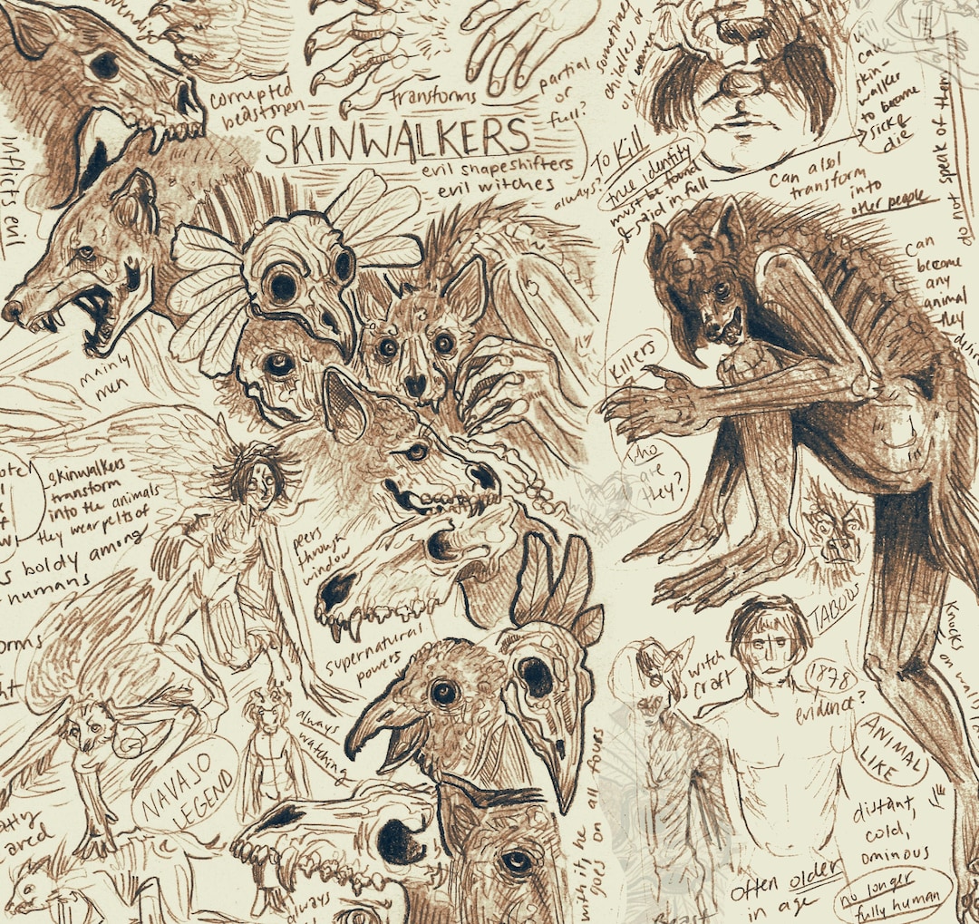 Skinwalker the Shapeshifting Monster Cryptid Bestiary Art Print - Etsy