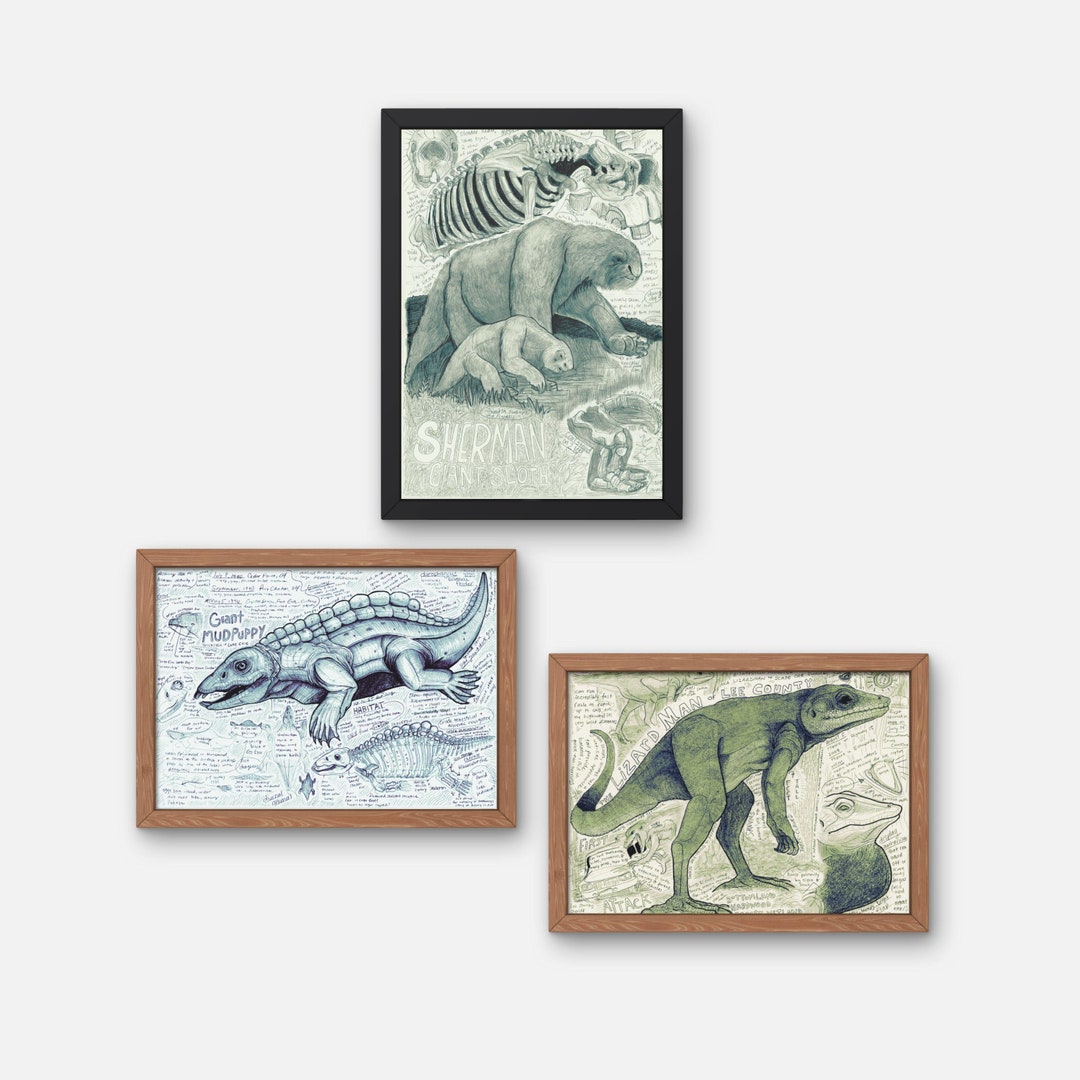 Prehistoric Cryptid Anatomy Art Sherman Giant Sloth, Lizardman of Lee ...