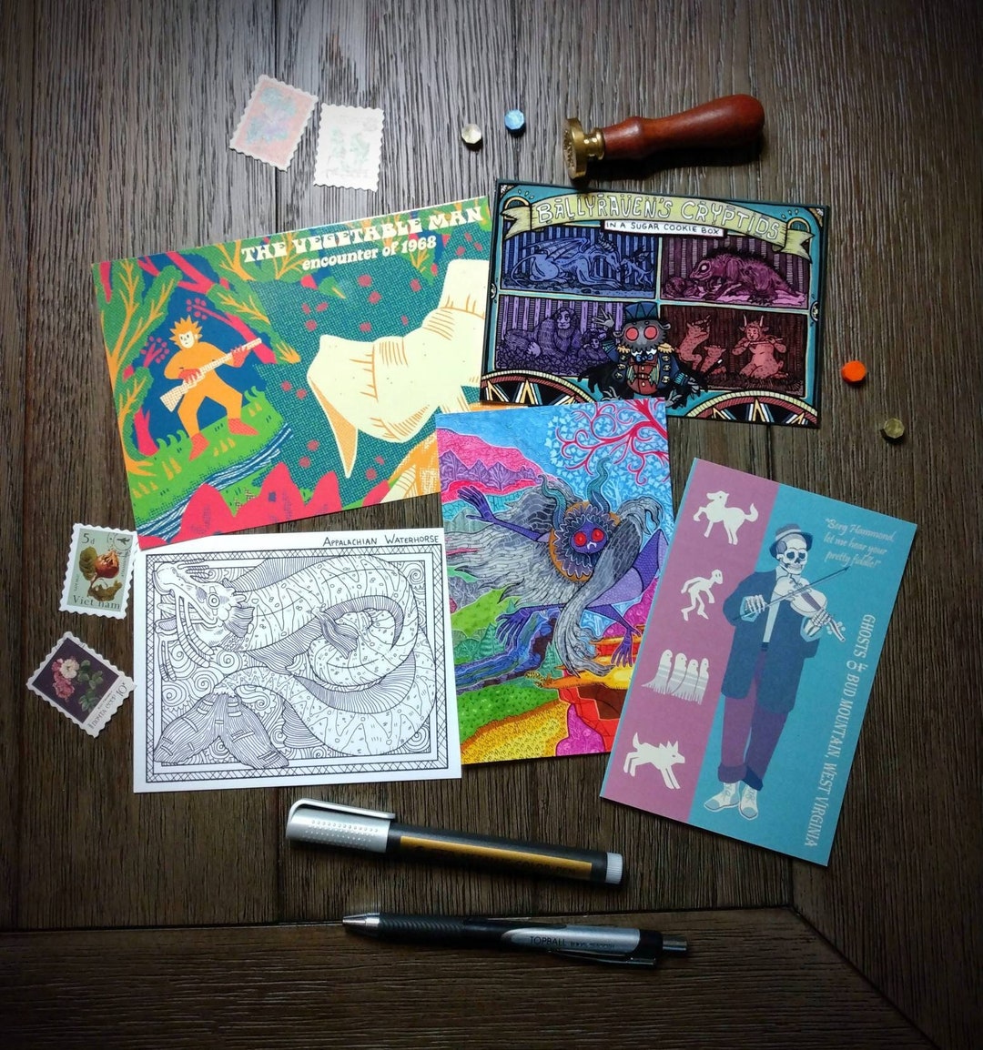 Cryptid Celebration Postcard Set 5 Monster Postcards Mini - Etsy