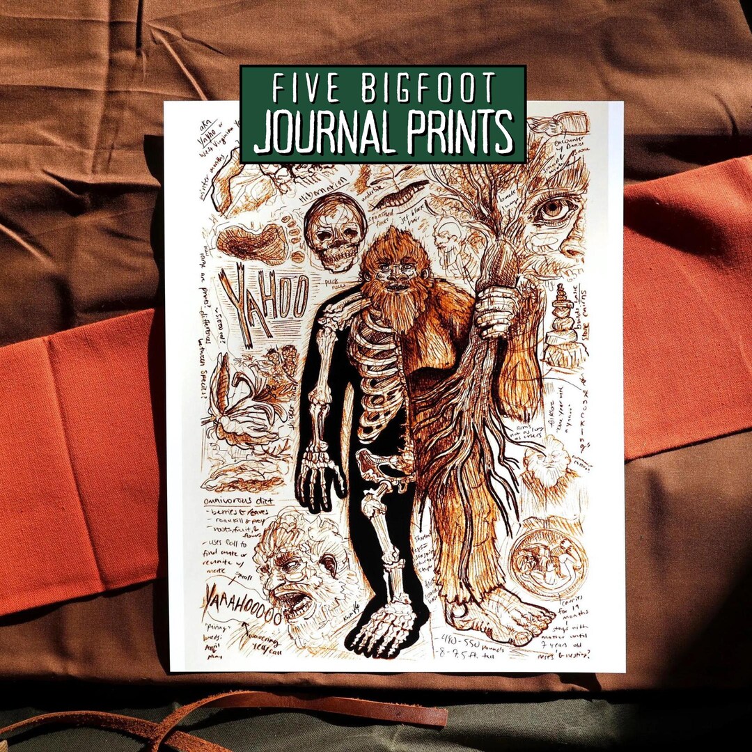 Bigfoot Cryptid Journal Sketch | Yahoo, Stoneman, Apple Devil, Woodland Crooner, Yellow Gape ...