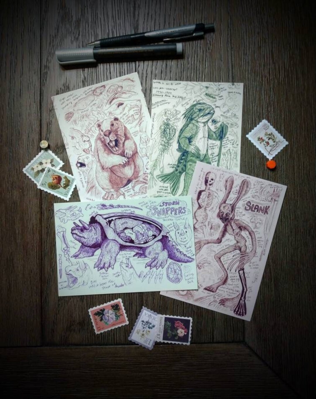 Riverside Cryptid Postcard Set, 4 Folklore Postcards, Mini Prints ...