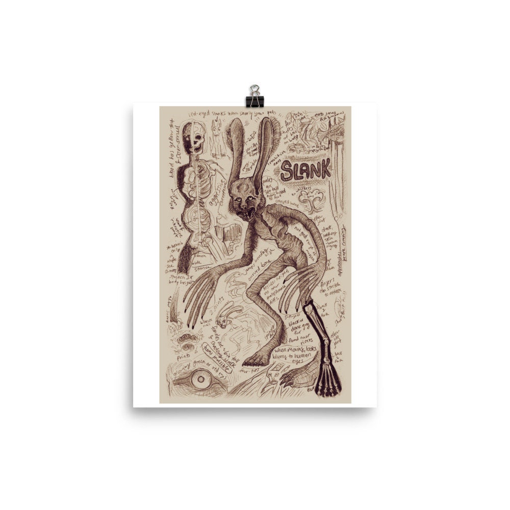 Slank the West Virginian Bunnyman: Cryptid Bestiary Print | Etsy