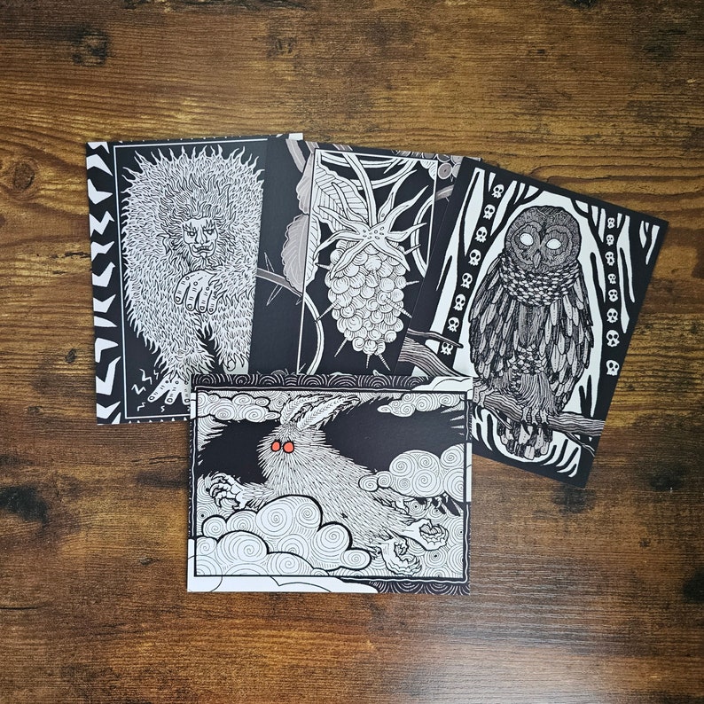 Cryptid & Folklore Postcard Set and Mini Prints | Bestiary Collection 1 ...