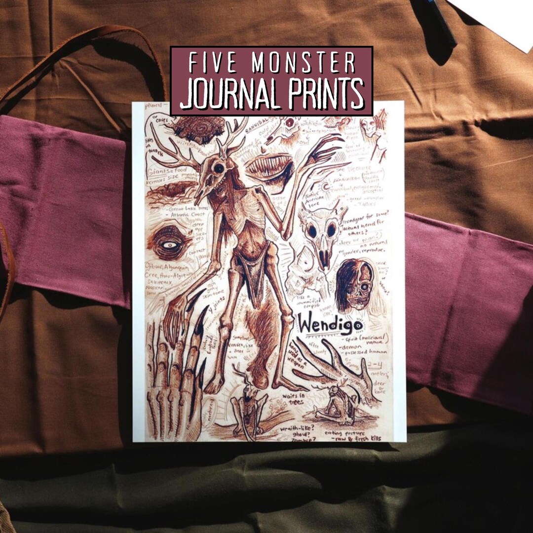 Mythology Journal Sketch | Wendigo, Tlanuwa, Skinwalker, Stone Coat ...