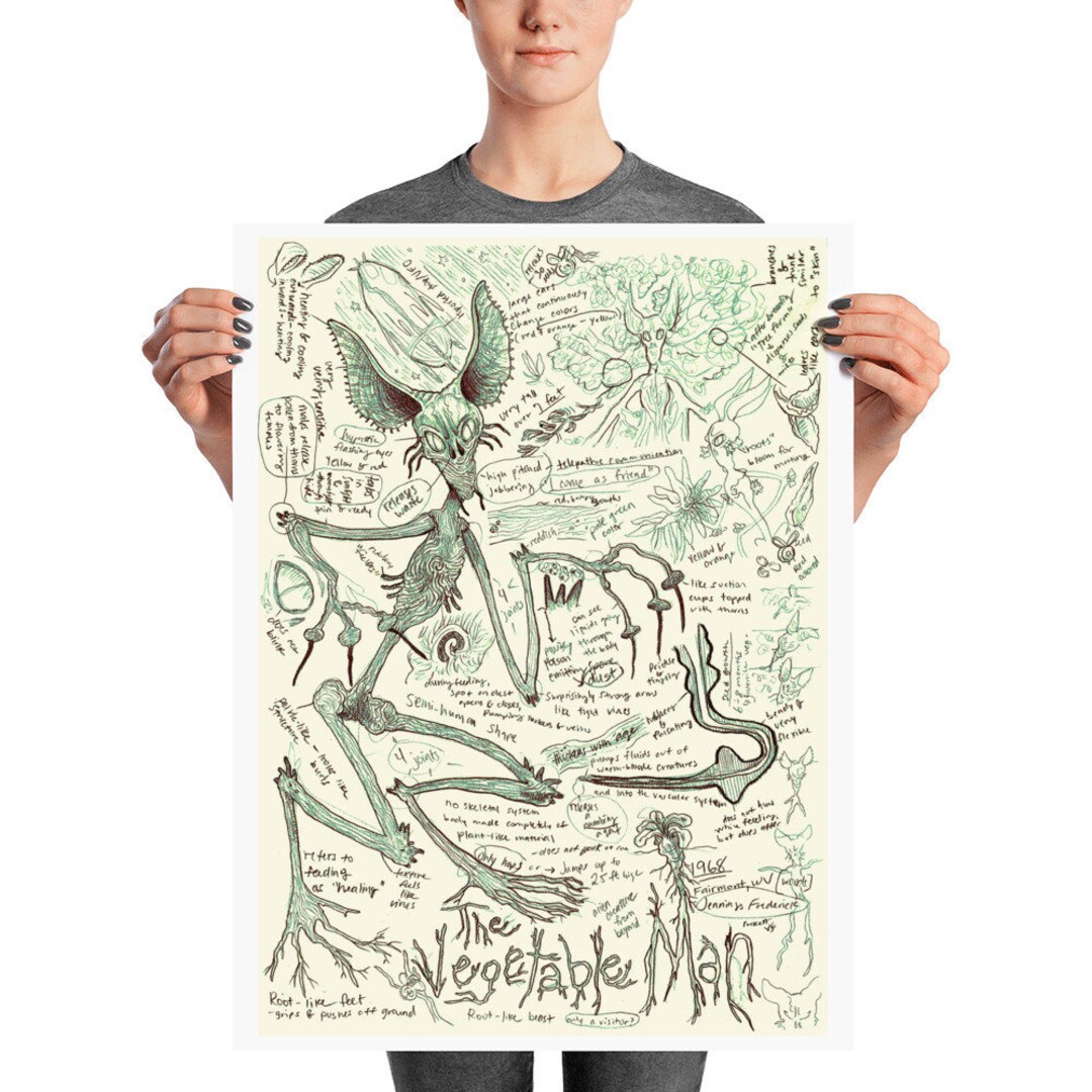Vegetable Man Cryptid Alien Anatomy Study Bestiary Page Print - Etsy