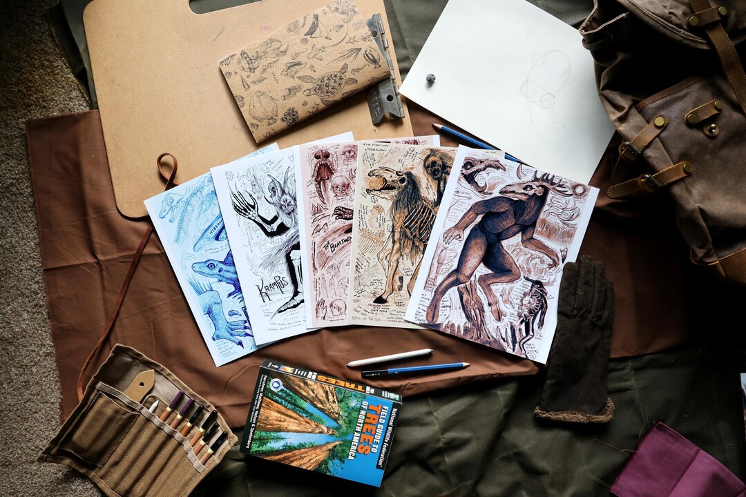 Monster Journal Sketch Wendigo, Tundra Basilisk, Beastmen, Krampus ...