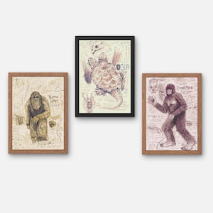Cryptid Field Study Artwork | Large Print Posters - Etsy