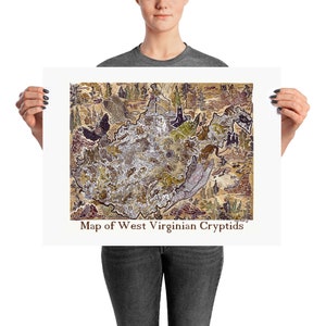 West Virginia Cryptozoology Monster Map - Etsy