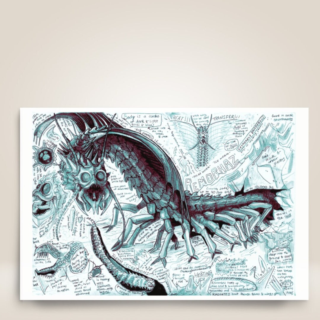 Remorhaz the Frost Worm Monster Anatomy Study Drawing & Print LARP ...