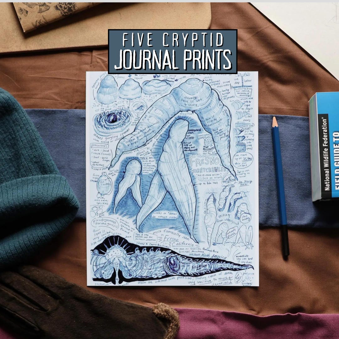 Cryptid Journal Sketch | Fresno Nightcrawler, Sherman Giant Sloth ...