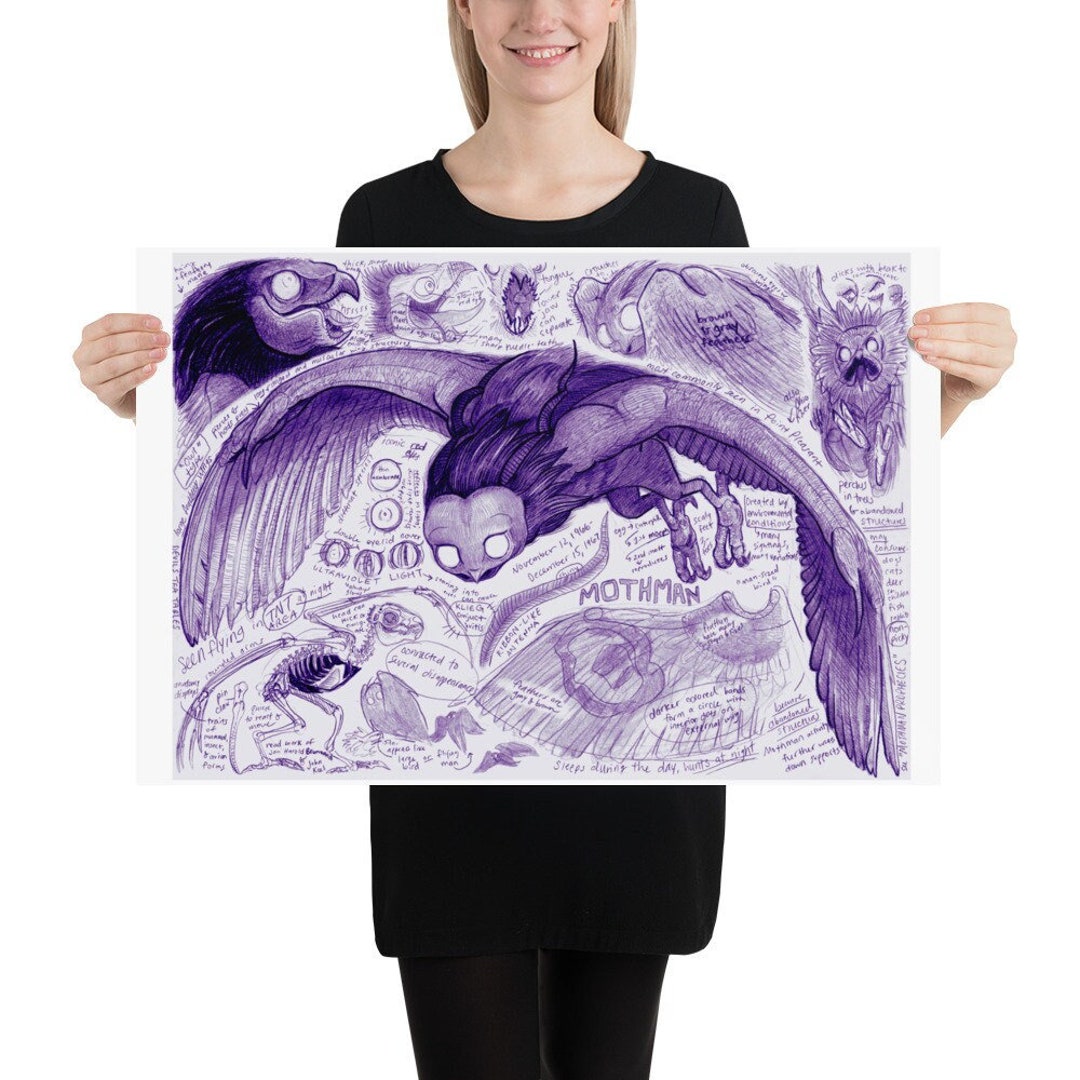 Mothman Cryptid Anatomy Study Drawing & Print LARP Creature - Etsy