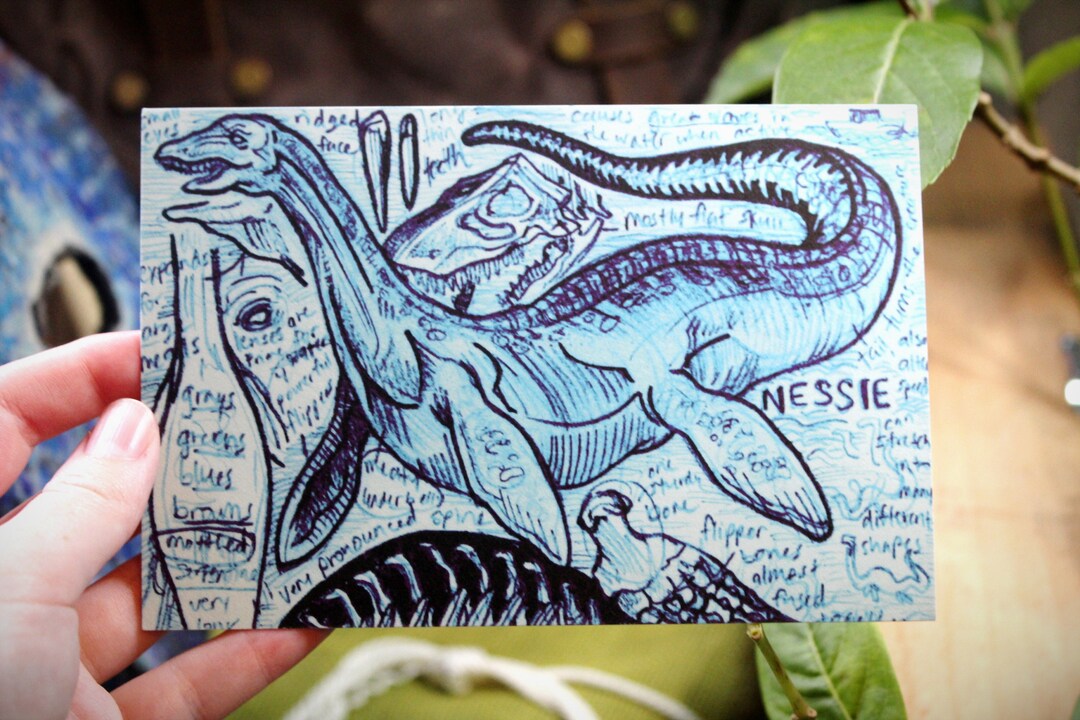 Nessie Cryptid Postcard and Mini Print - Etsy