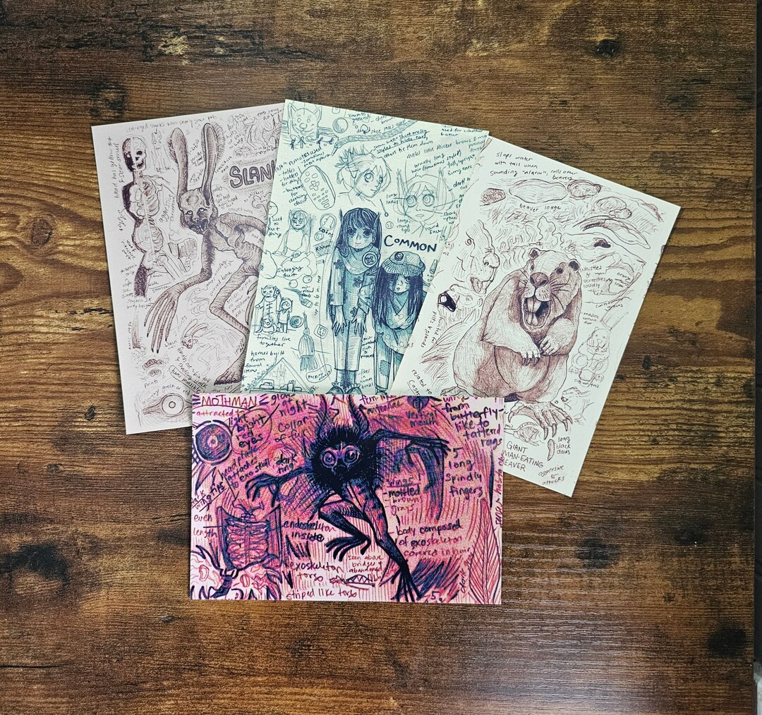 Mothman, Cryptid, Fae, and Folklore Postcard Set & Mini Art | Field ...