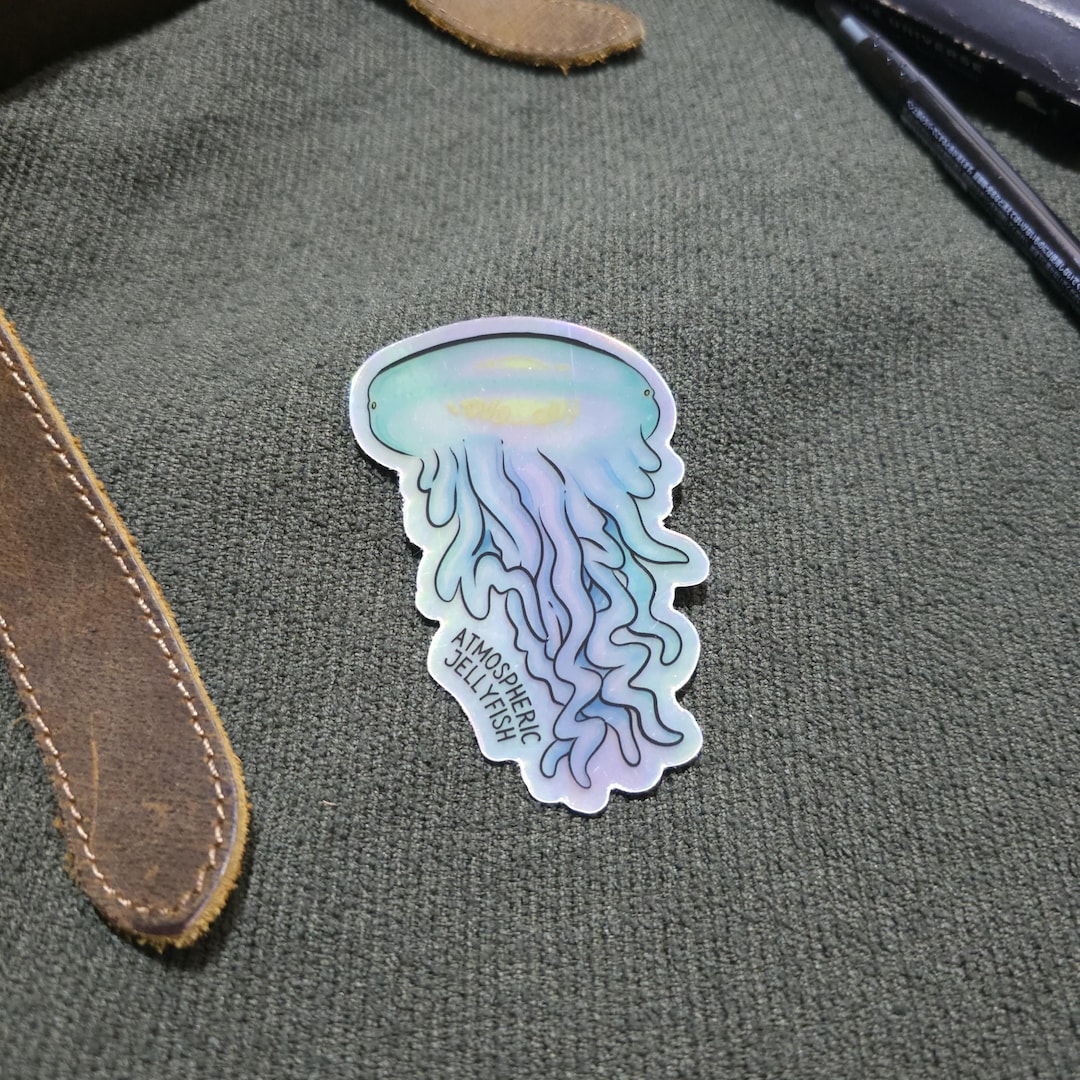 Flying Jellyfish Cryptid Holographic Sticker | Atmospheric Beast ...