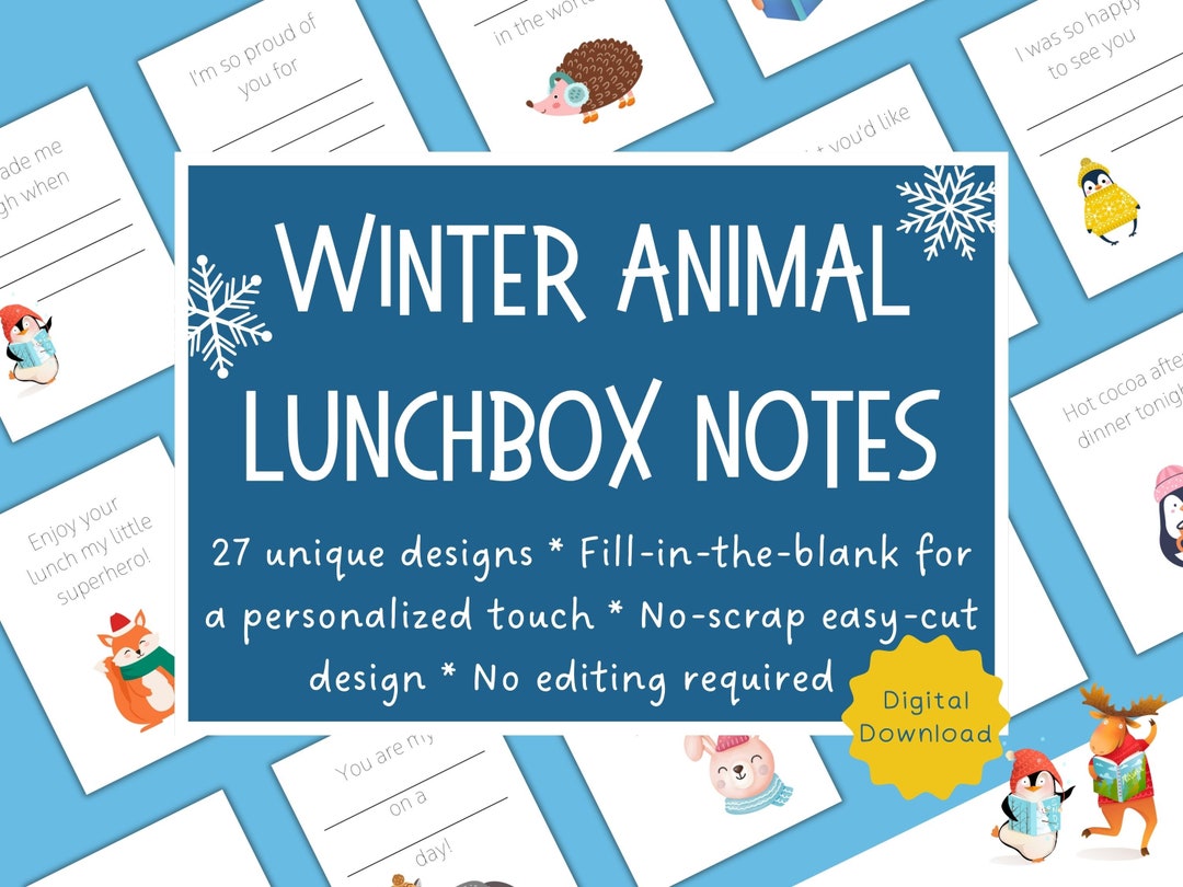 Winter Animal Lunchbox Notes for Kids Warm up Your Kiddos - Etsy