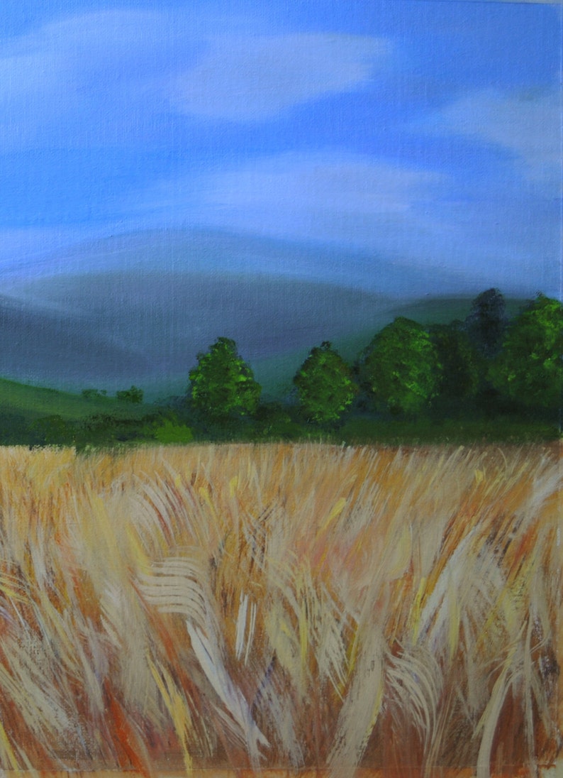 Wheatfield Canvas Art, Landscape Painting, Canvas Painting ...