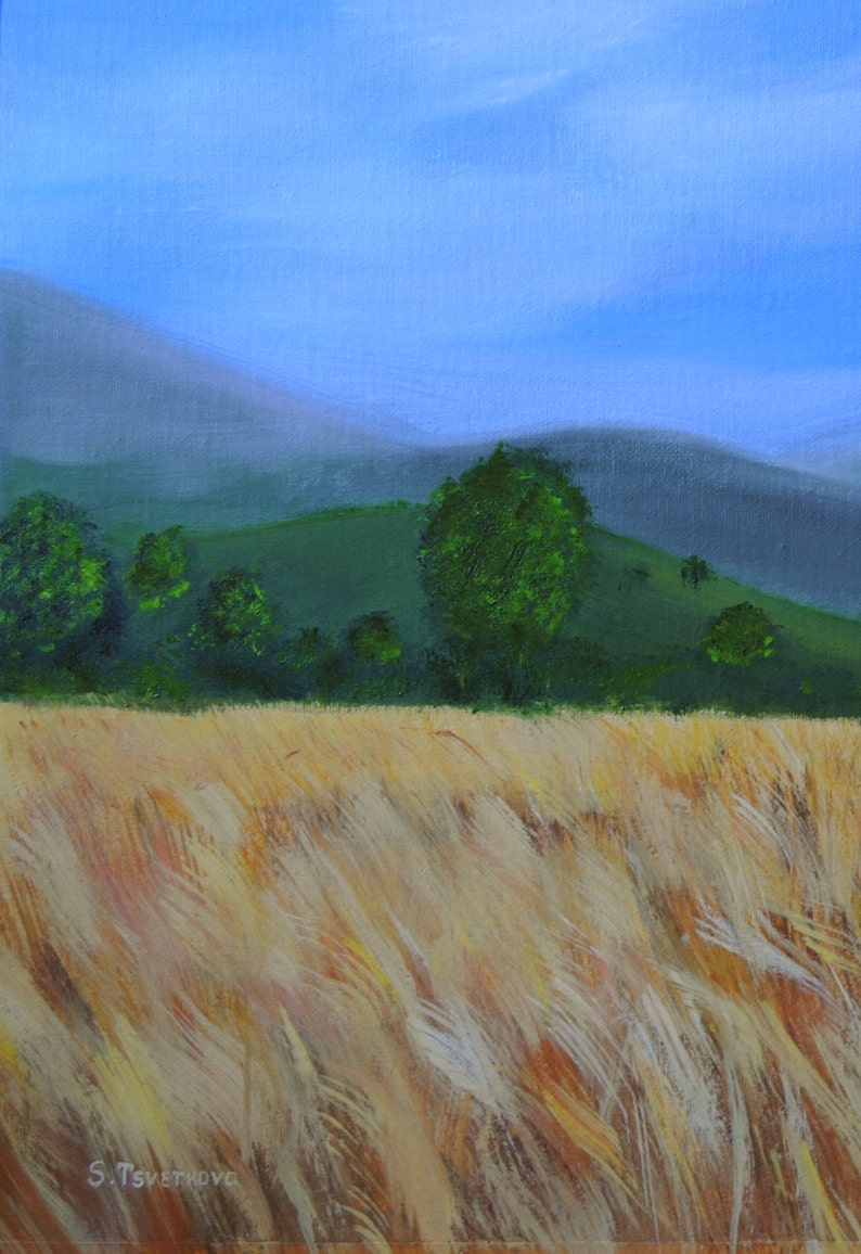 Wheatfield Canvas Art, Landscape Painting, Canvas Painting ...