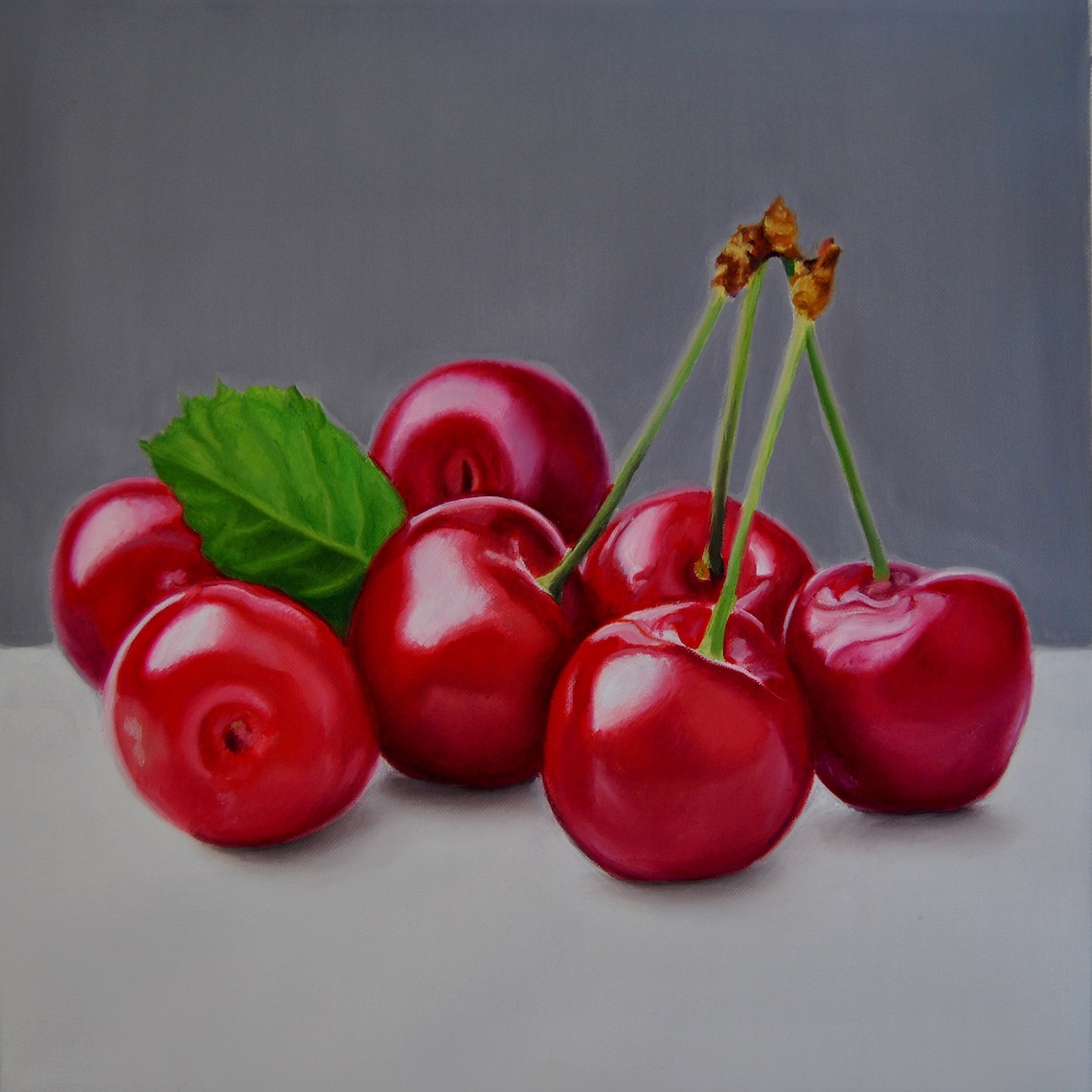 Original Cherries Oil Painting: Realism Still Life, 30x30 Cm - Etsy