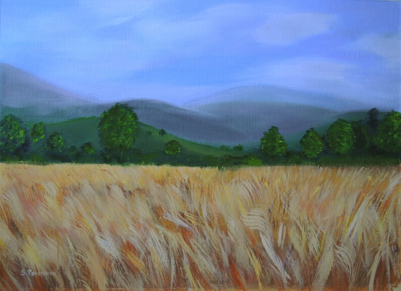 Wheatfield Canvas Art, Landscape Painting, Canvas Painting ...