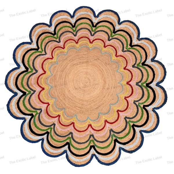 8 Round Jute Scallop Rug - Etsy